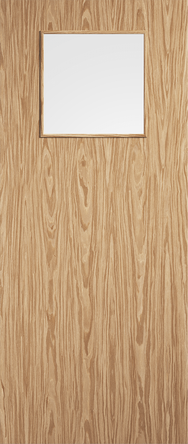 LPD Oak Flush 1G Glazed FD30 Fire Door - Pre Finished